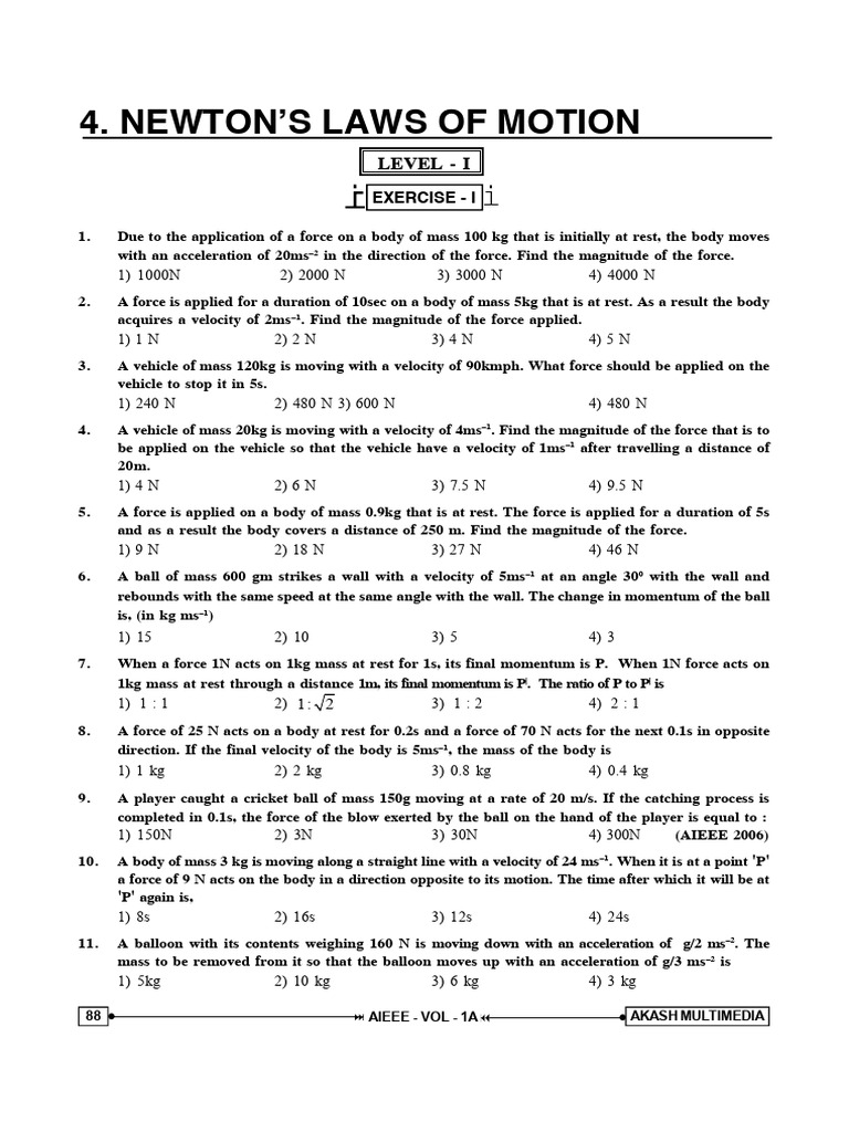 4. NEWTONS LAWS OF MOTION (88-146) | PDF | Force | Tension (Physics)