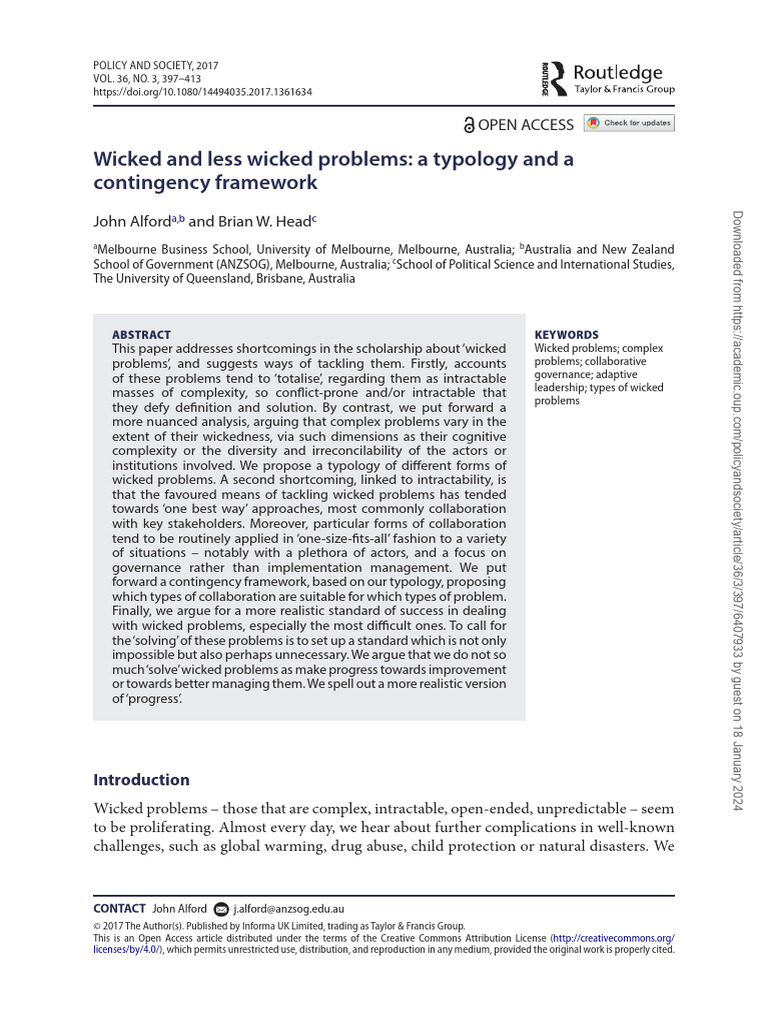 Wicked and Less Wicked Problems | PDF | Substance Abuse | Substance Dependence