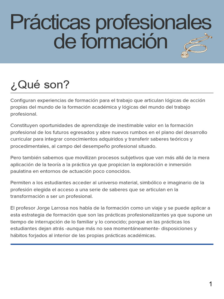 Prácticas Profesionales: Formación y Aprendizaje | PDF | Experiencia ...