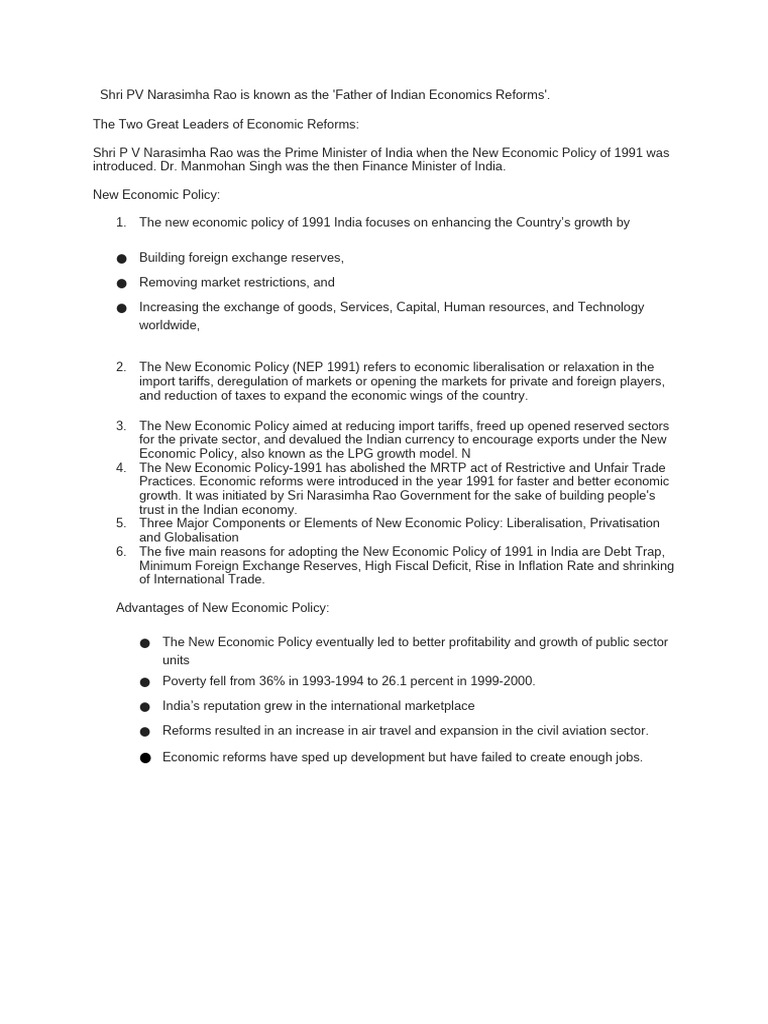 The New Economic Policy | PDF