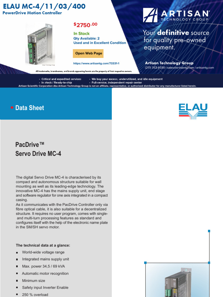 Info ELAU PacDrive MC4 Datasheet | PDF | Mains Electricity | Power Supply