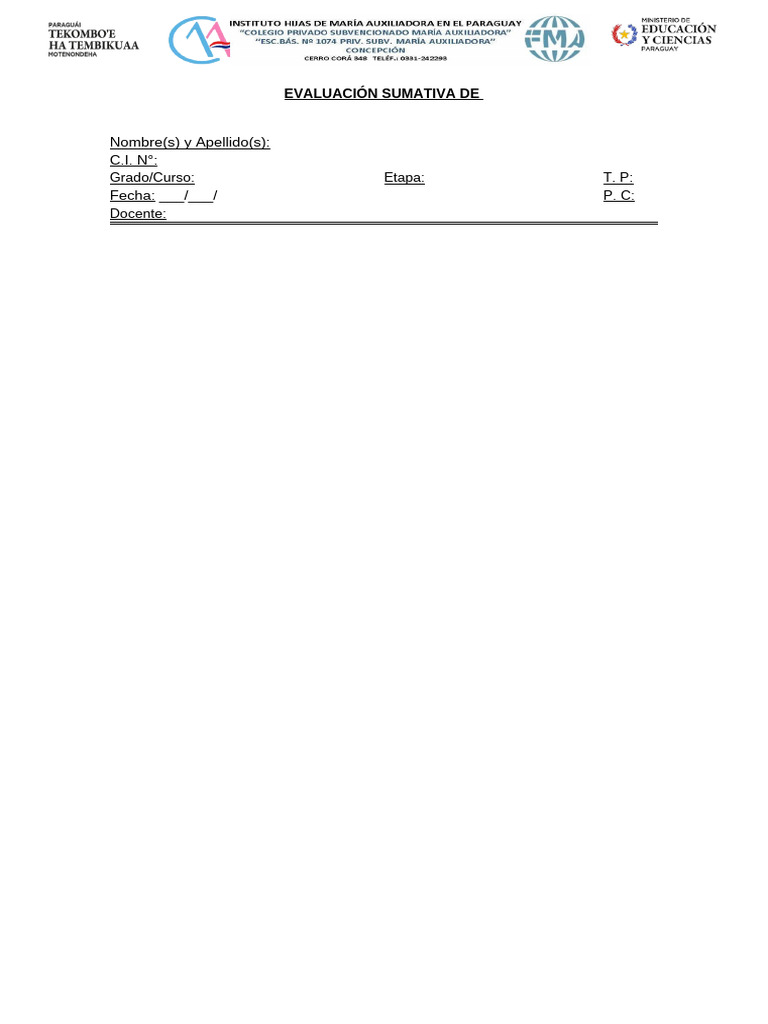 Membrete para Pruebas CMA | PDF