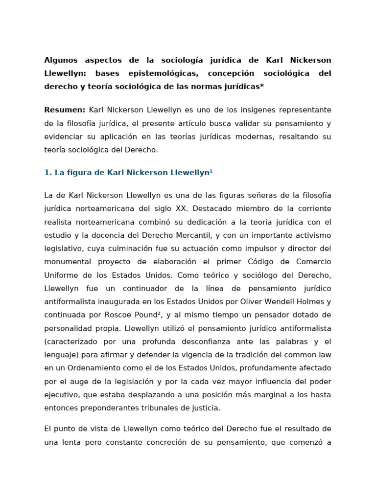 Sociología Jurídica de Karl Llewellyn | PDF | Sociología | Pragmatismo