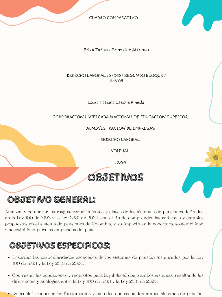 Comparativa Ley 100 y Ley 2381 Pensiones | PDF | Pensión | Economias