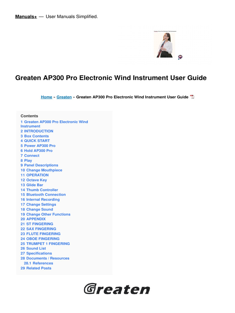 Ap300 Pro Electronic Wind Instrument Manual | PDF | Saxophone | Musical ...