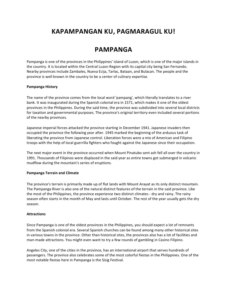Kapampangan Ku, Pagmaragul Ku! PAMPANGA's Language and Culture | PDF ...