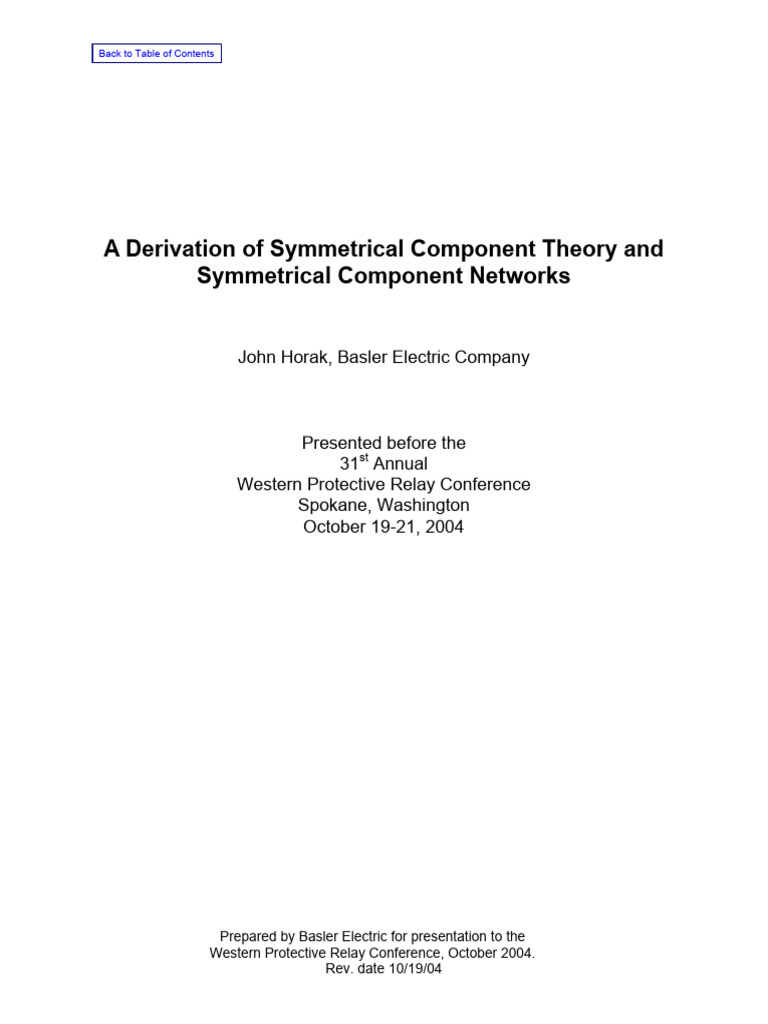 John Horak - A Derivation of Symmetrical Component Theory and ...
