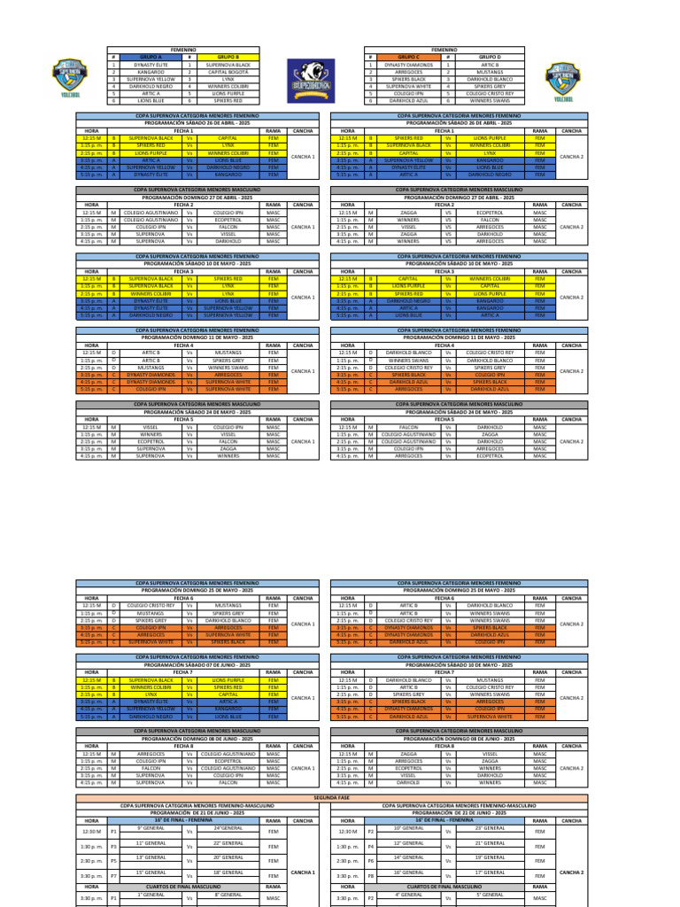 CSV Programación Menores fem-masc | PDF