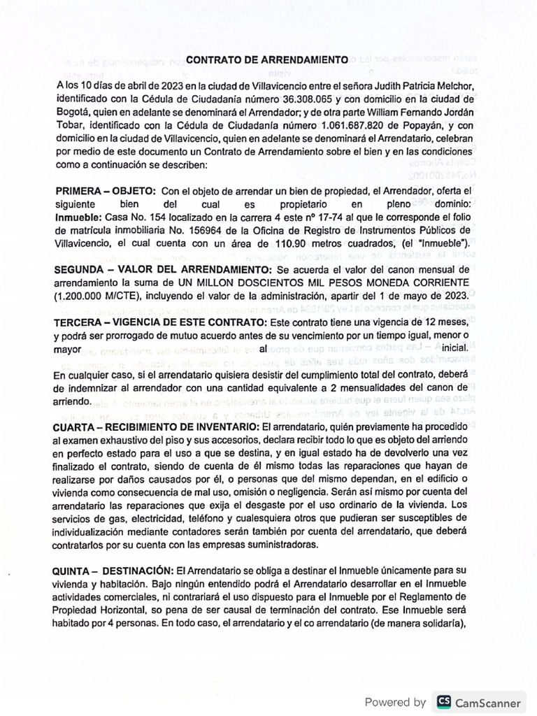 Contrato Casa 154 - 1 Mayo 2023 | PDF