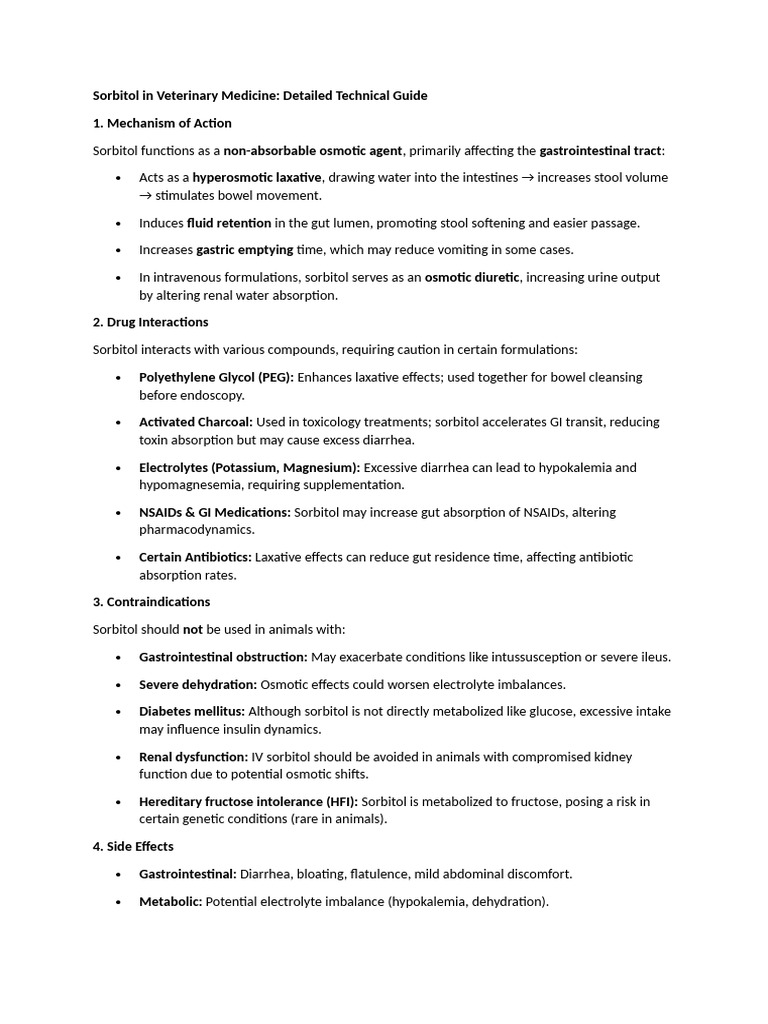 Sorbitol Use in Dogs and Cats | PDF | Diarrhea | Gastroenterology