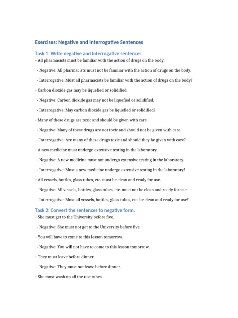 Negative_Interrogative_Sentences-1 | PDF | Chemistry