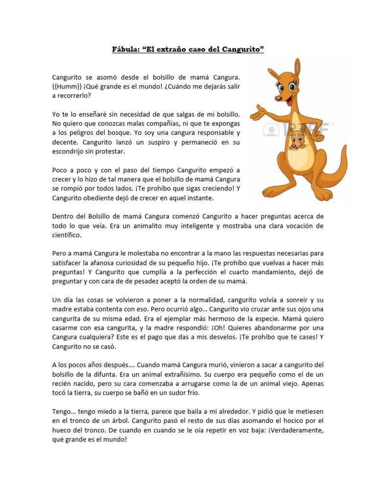 El extraño caso del Cangurito: Moraleja y Reflexión | PDF
