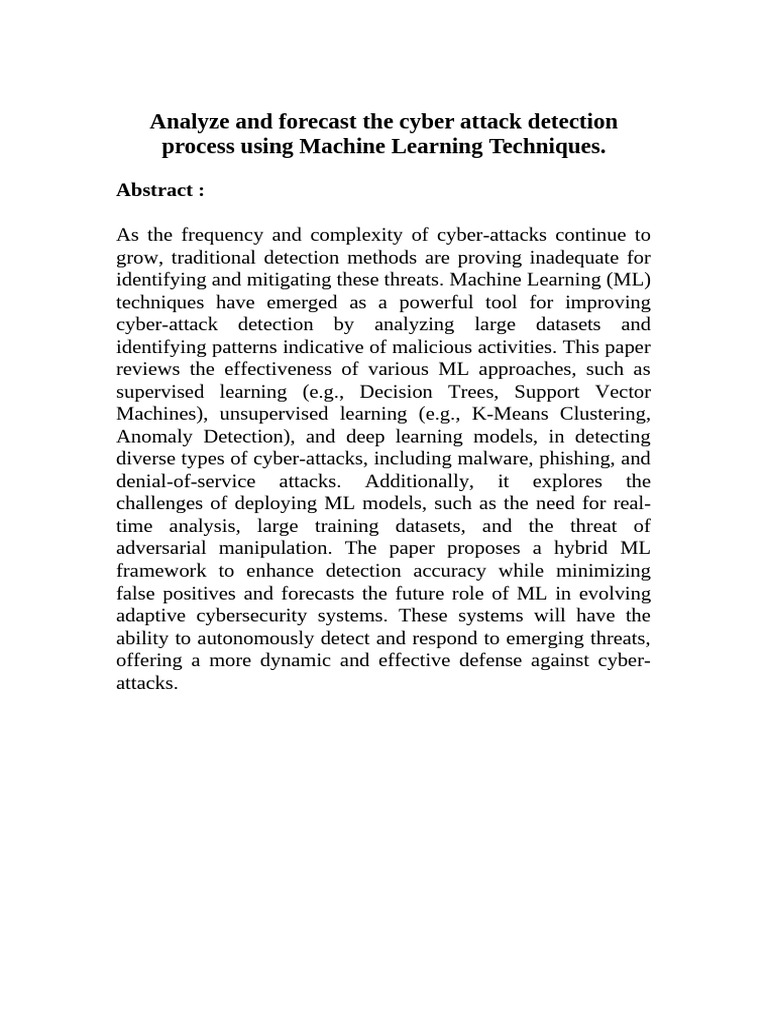 Machine Learning in Cyber Attack Detection | PDF | Software Testing ...