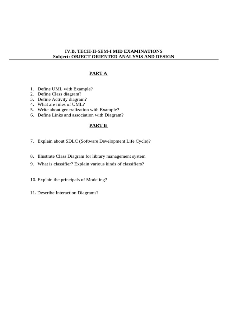 Ooad Mid-1 Assignment Questions | PDF
