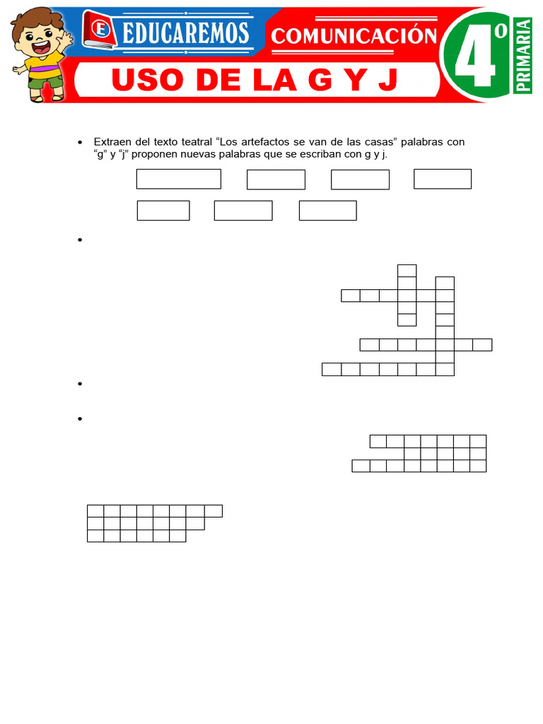 Ejercicios de Uso de G y J para Primaria | PDF | Verbo