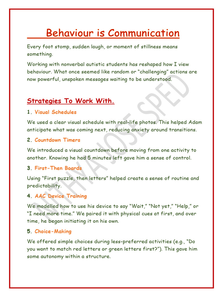 Teaching Strategies Non Verbal Autism 1744466965 | PDF