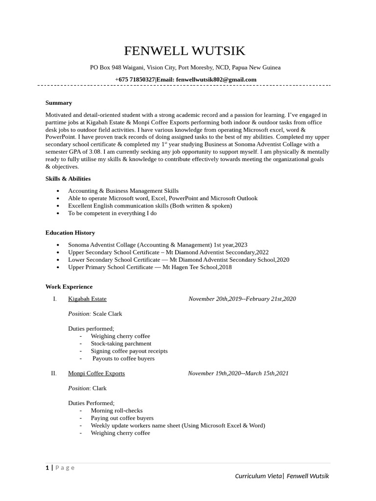 FENWELL WUTSIK CV Finall | PDF