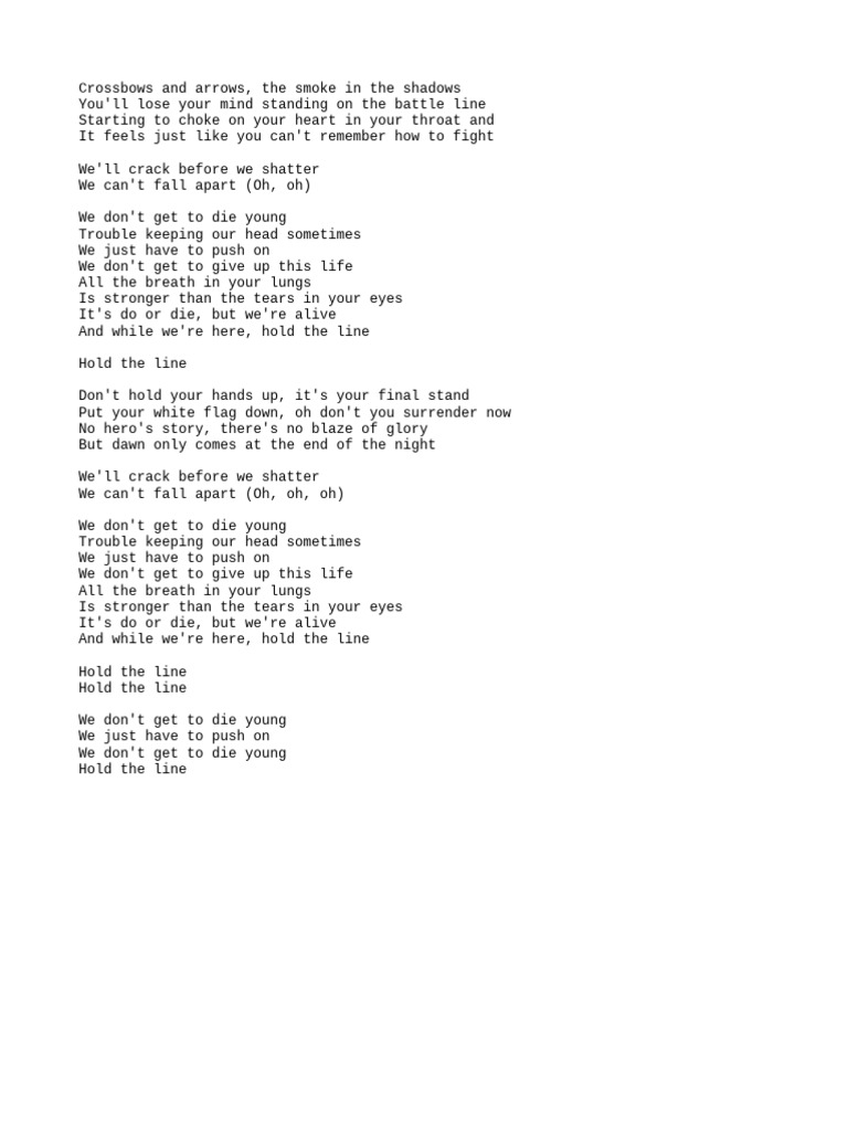 Hold the Line: A Battle Anthem | PDF