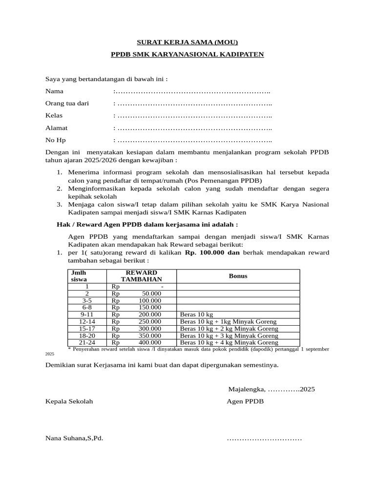 SURAT Mou PPDB | PDF