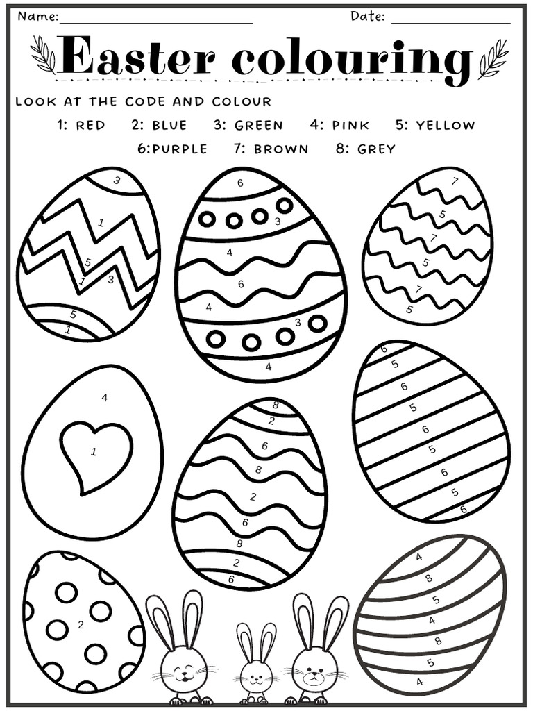 Black and White Easter Coloring Page Worksheet | PDF | Color | Vision