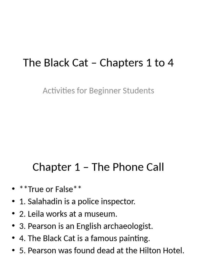 Black Cat Activities for Beginners | PDF
