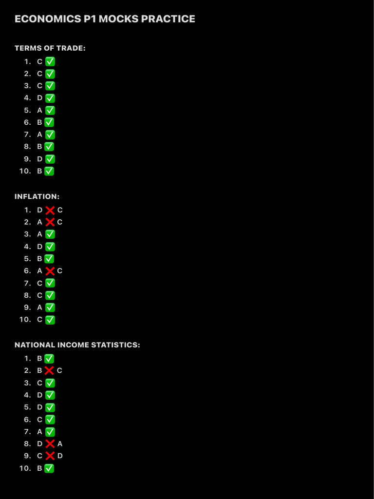 Economics P1 Mocks Practice | PDF