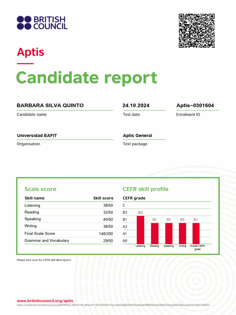 certificado APTIS | PDF