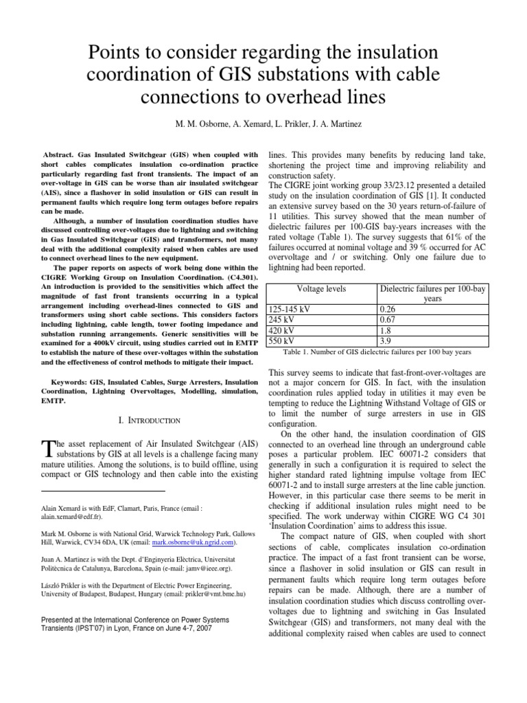 Points To Consider Regarding The Insulation Coordination of GIS ...