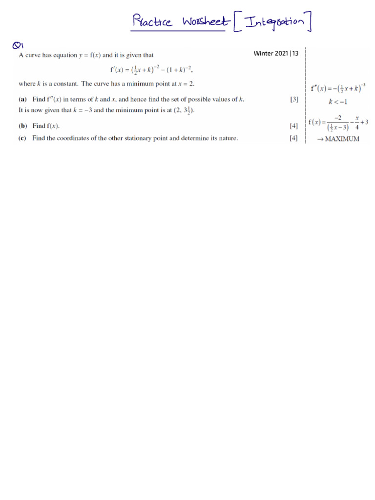 Diff & int prac was 2 | PDF