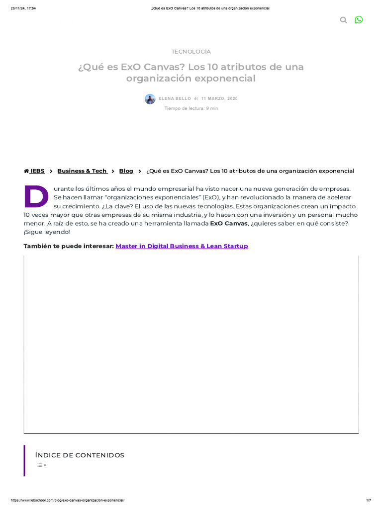 ExO Canvas: Atributos de Organizaciones Exponenciales | PDF | Información | Empresa de inicio