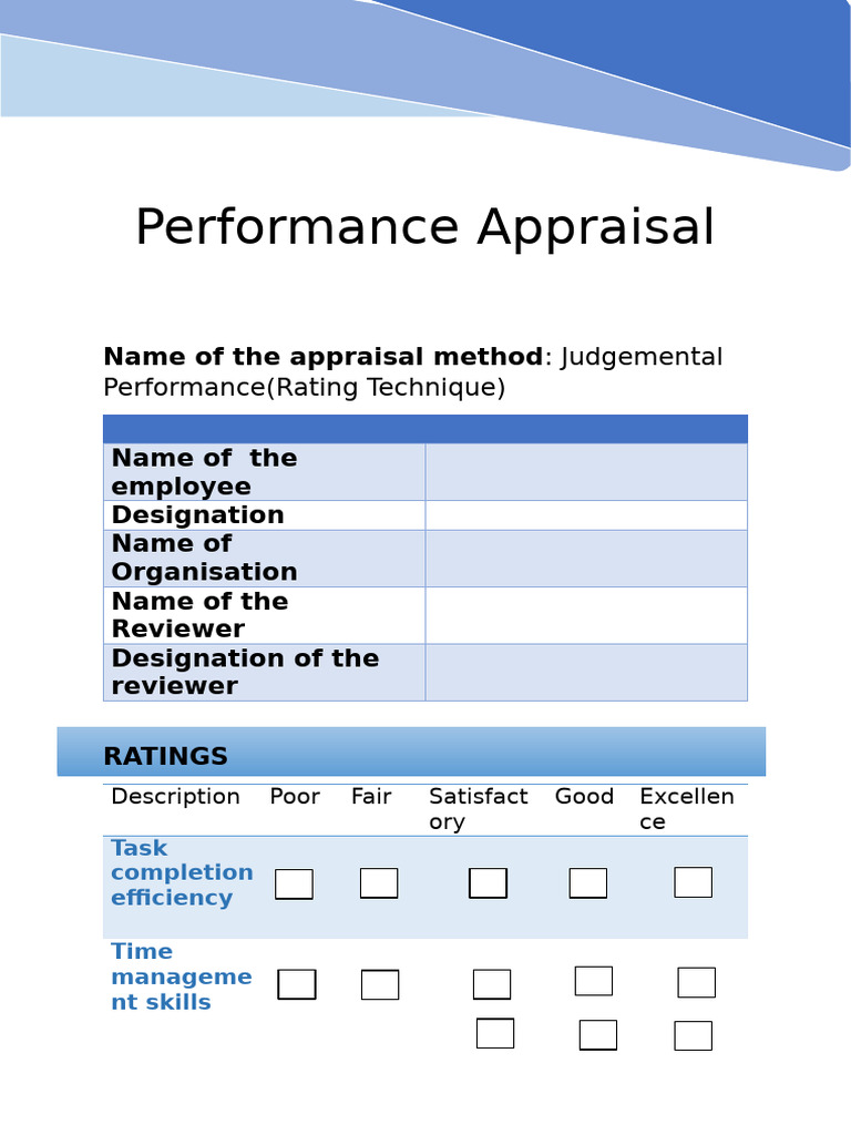 Performance Appraisal: Name of The Appraisal Method | PDF