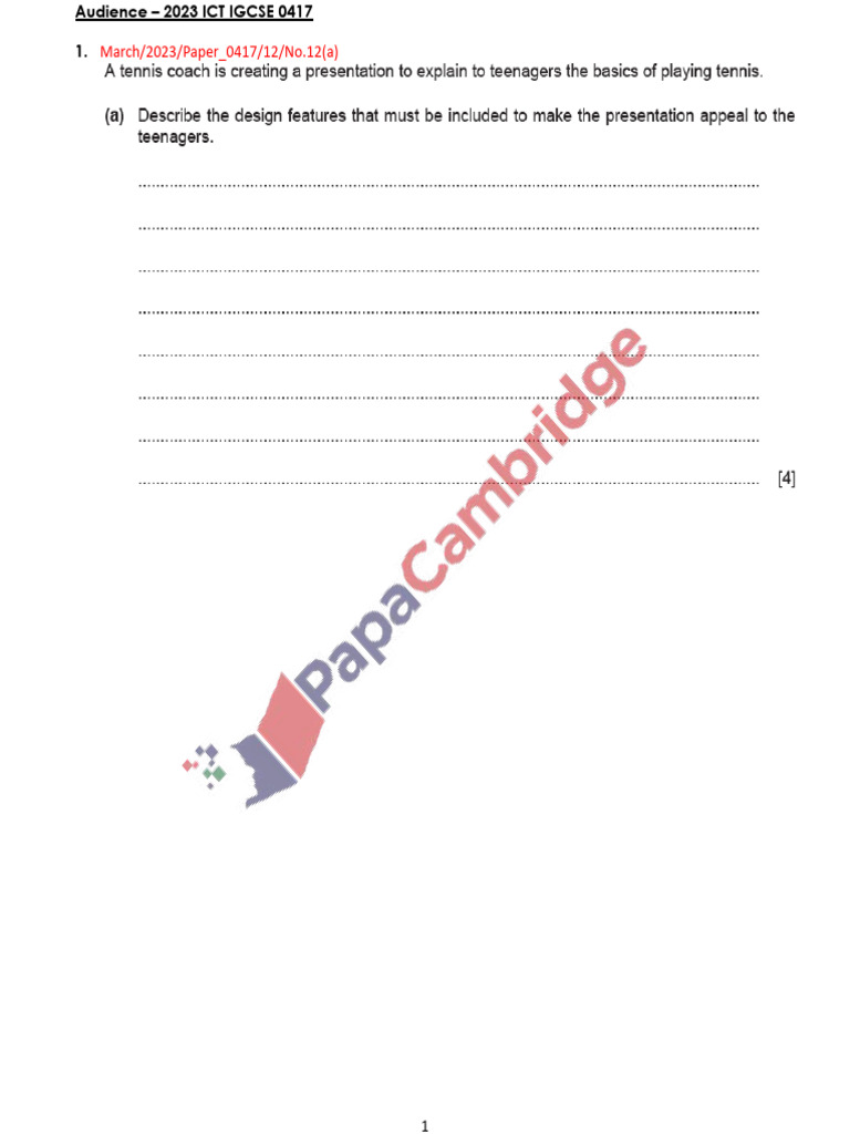 2023 Audience Igcse Ict 0417 | PDF