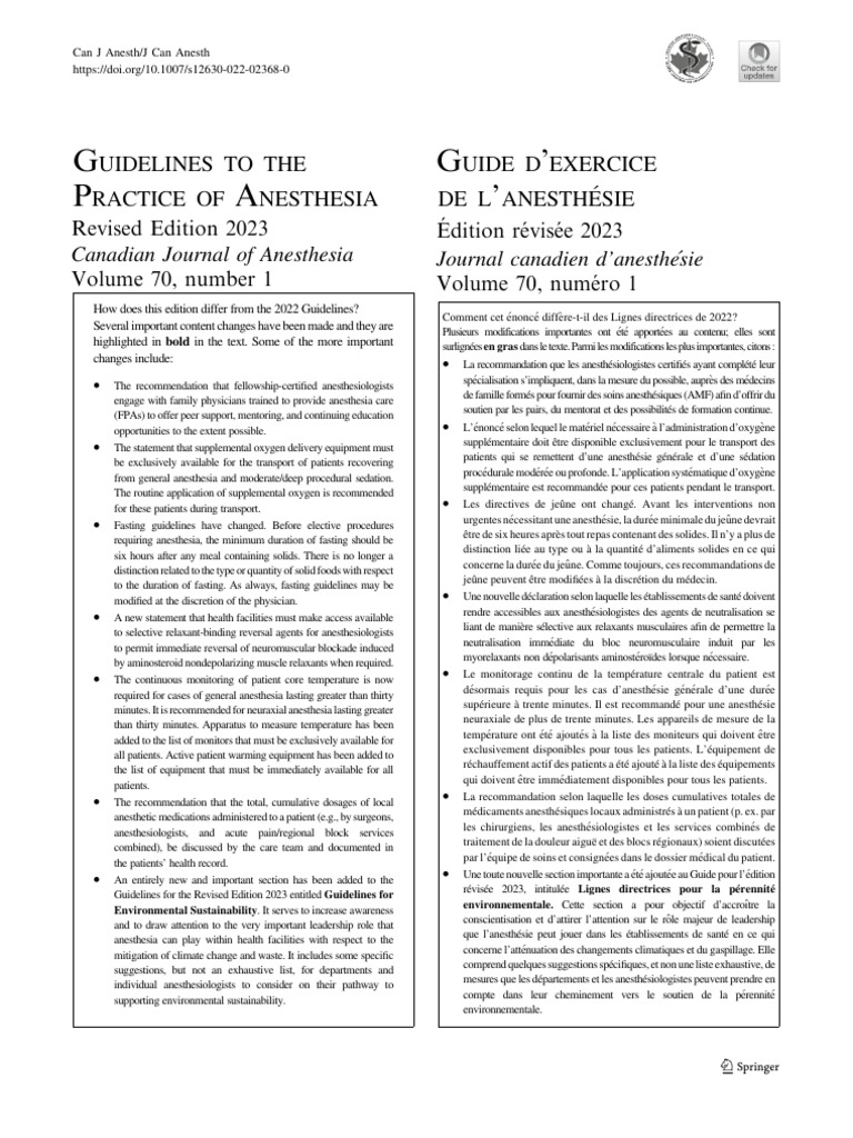 2023 Guidelines To The Practice of Anesthesia | PDF | Anesthesia ...