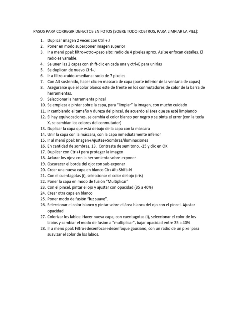 Pasos para Corregir Defectos en Fotos | PDF