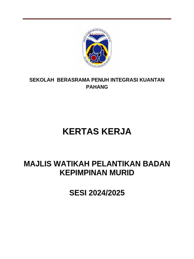Kertas Kerja Majlis Watikah Pelantikan Intek 2024. Terkini | PDF