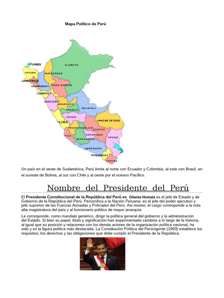 Mapa Político Actual de Perú | PDF | Perú