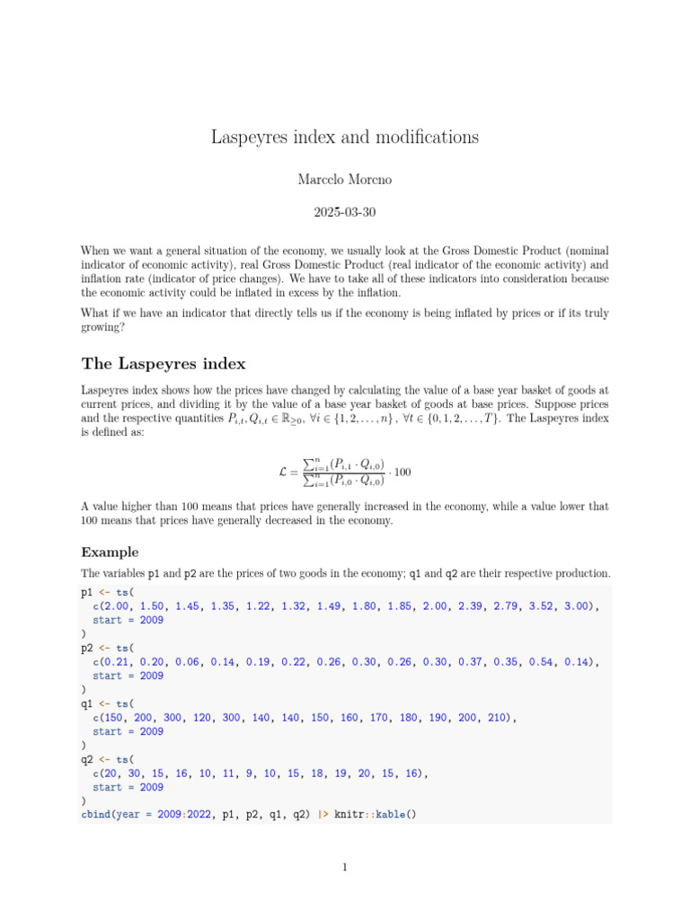 Laspeyres Index and Modifications | PDF | Price Indices | Inflation