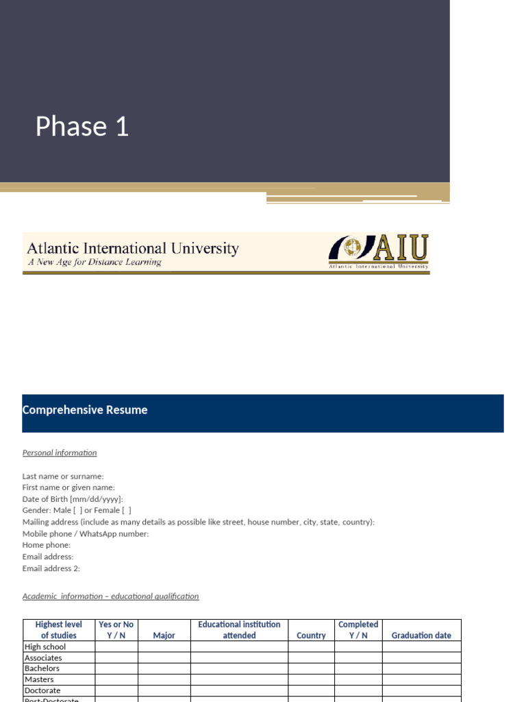 Comprehensive Resume and Autobiography Guide | PDF