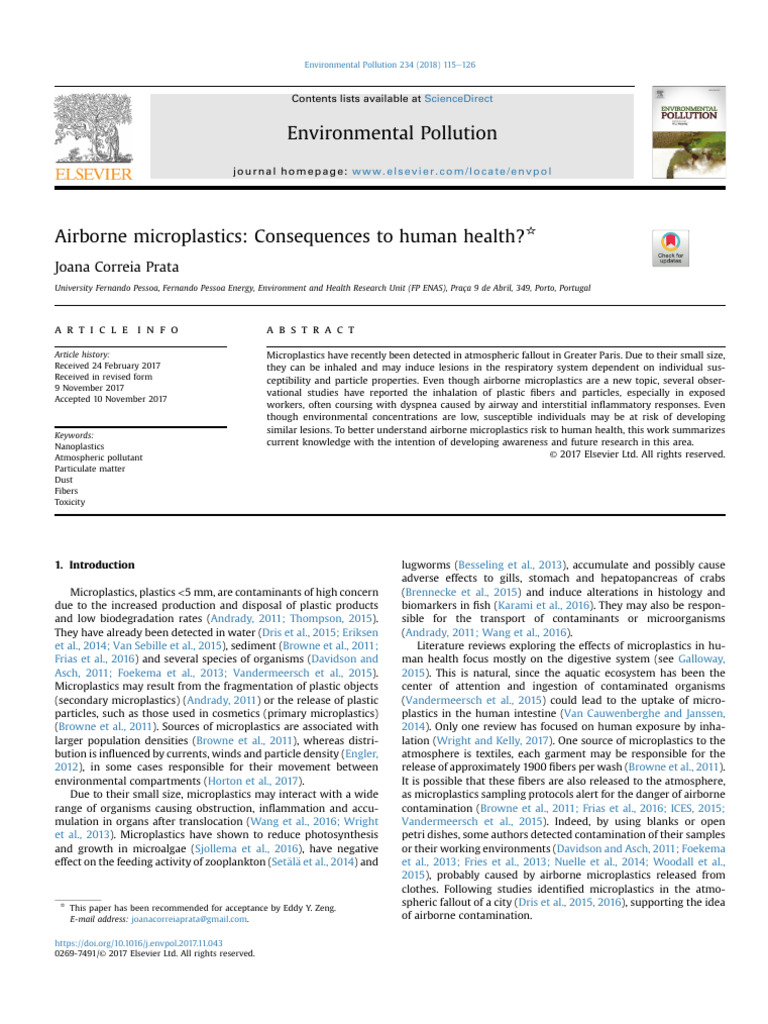 Airborne Microplastics and Health Risks | PDF | Particulates ...