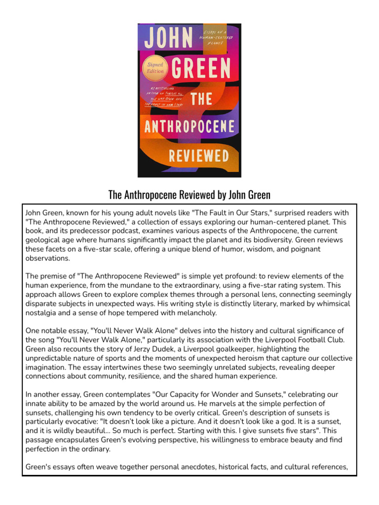 Edited - The Anthropocene Reviewed (Worksheet) | PDF | Anthropocene ...