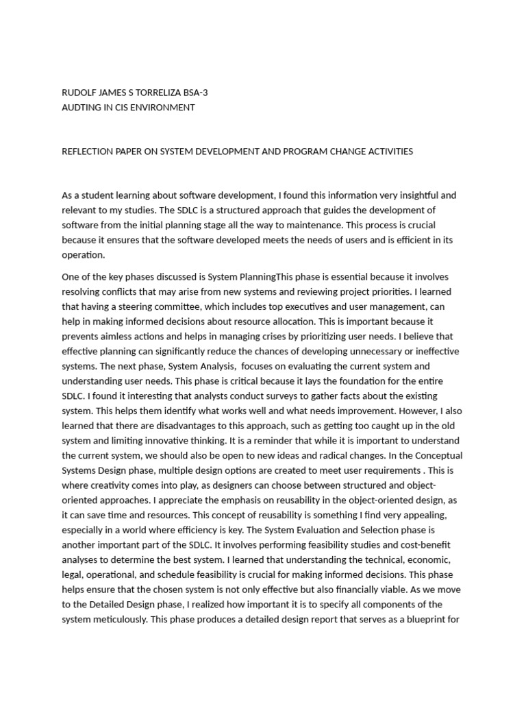 System Development and Program Change Activities | PDF | Business | Information Technology ...