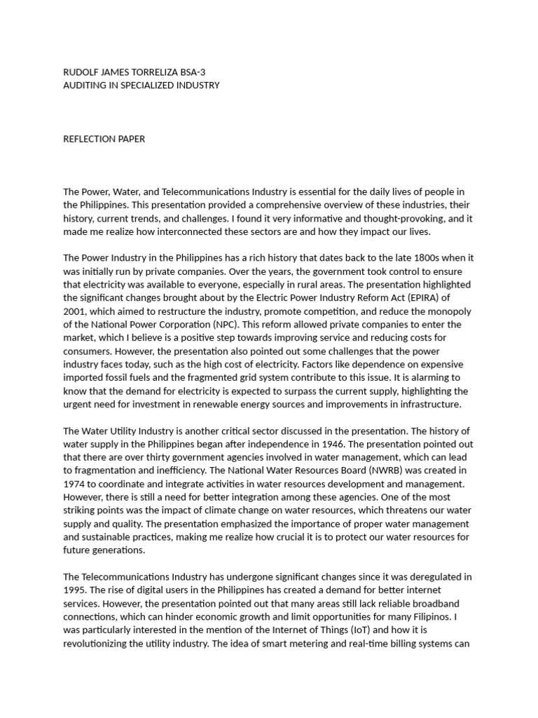 Power, Water, And Telecommunications Industry | PDF | Public Utility ...