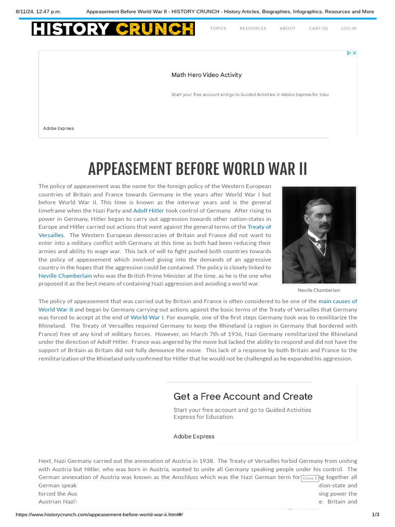 Appeasement Before World War II - HISTORY CRUNCH - History Articles ...