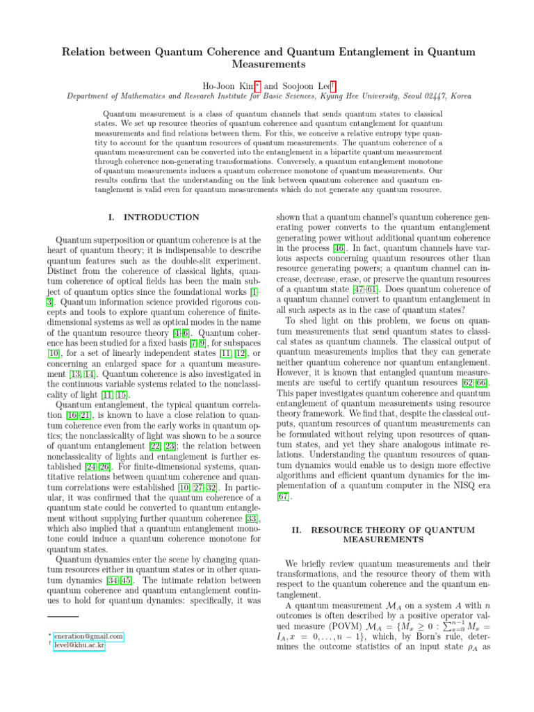 Quantum Coherence and Entanglement Links | PDF | Quantum Entanglement ...