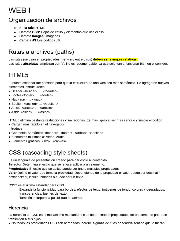Web 1 Resumen | PDF | Modelo de objeto de documento | Script Java
