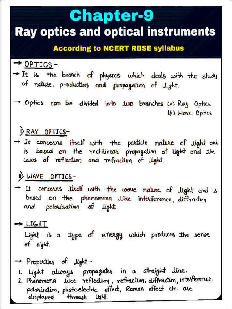 Ray Optics Ch9 C12 | PDF