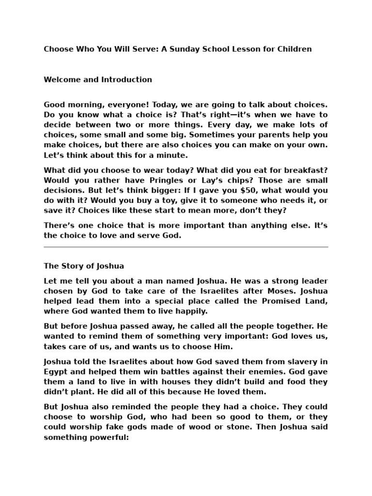 Choose Who You Will Serve | PDF | Joshua | Prayer