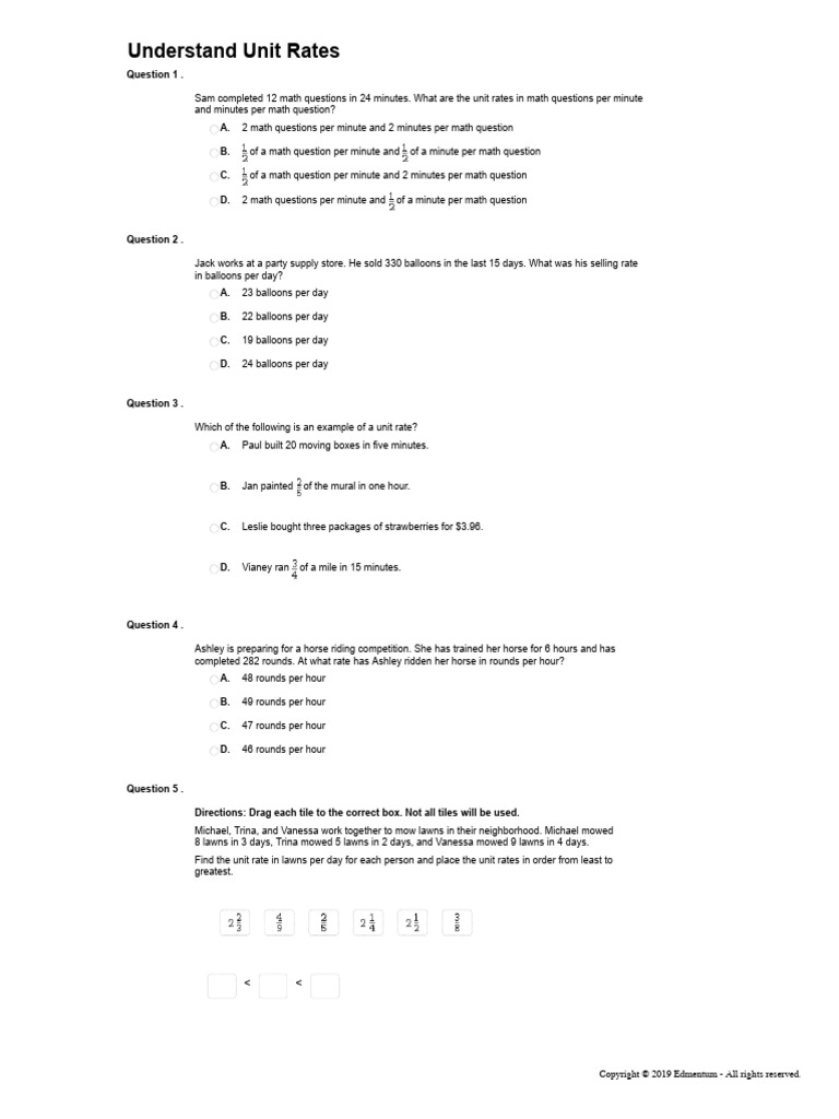 SI - 6.RP.A.2 - Understand Unit Rates | PDF