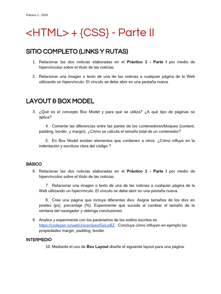 Practico 01 - HTML y CSS (Parte II) | PDF | Hipervínculo | HTML