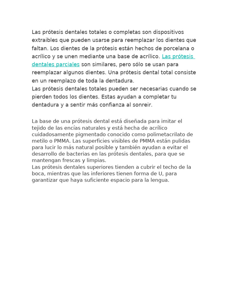 Las Prótesis Dentales Totales o Completas Son Dispositivos Extraibles ...